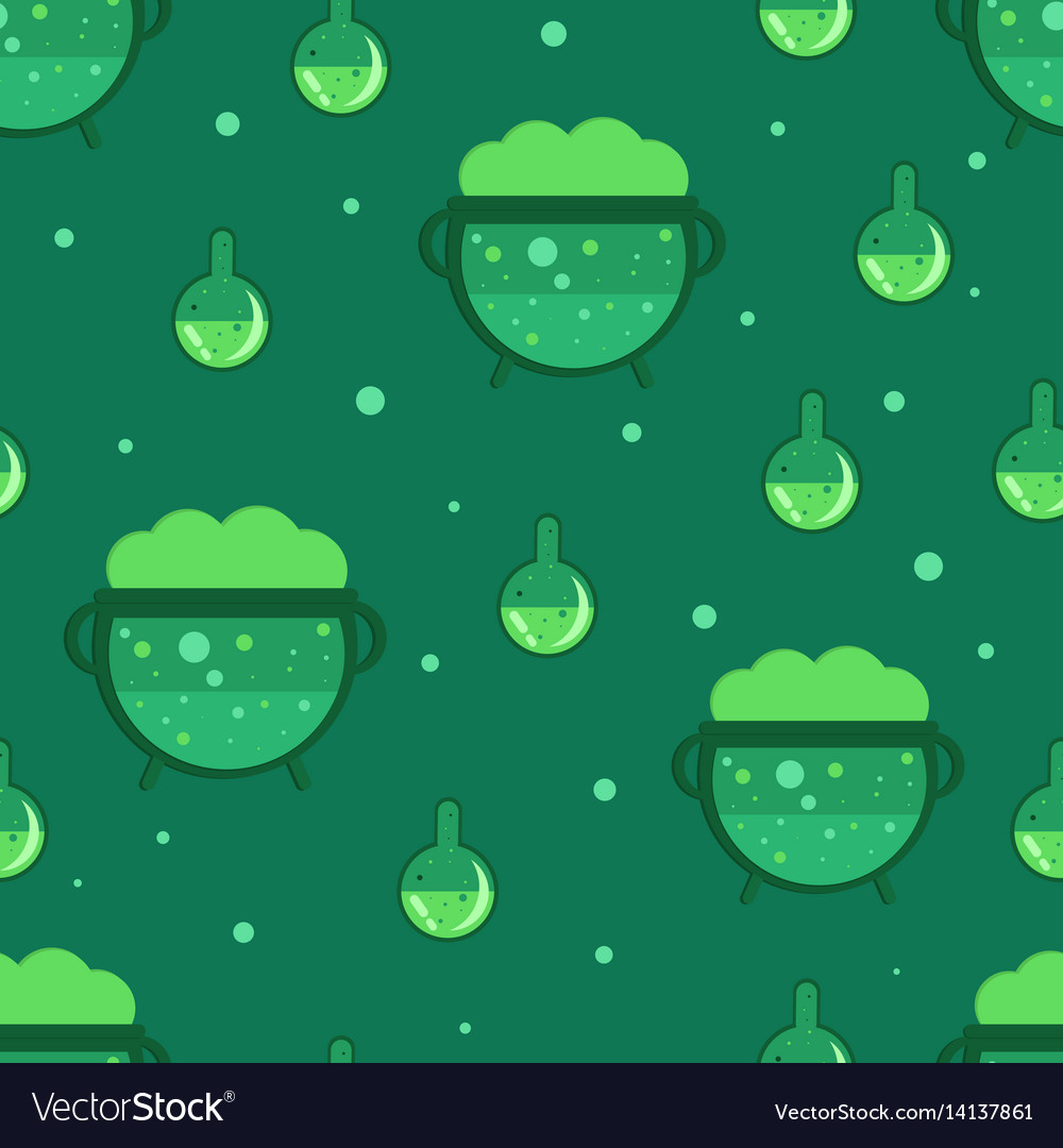 Magic cauldron seamless pattern Royalty Free Vector Image