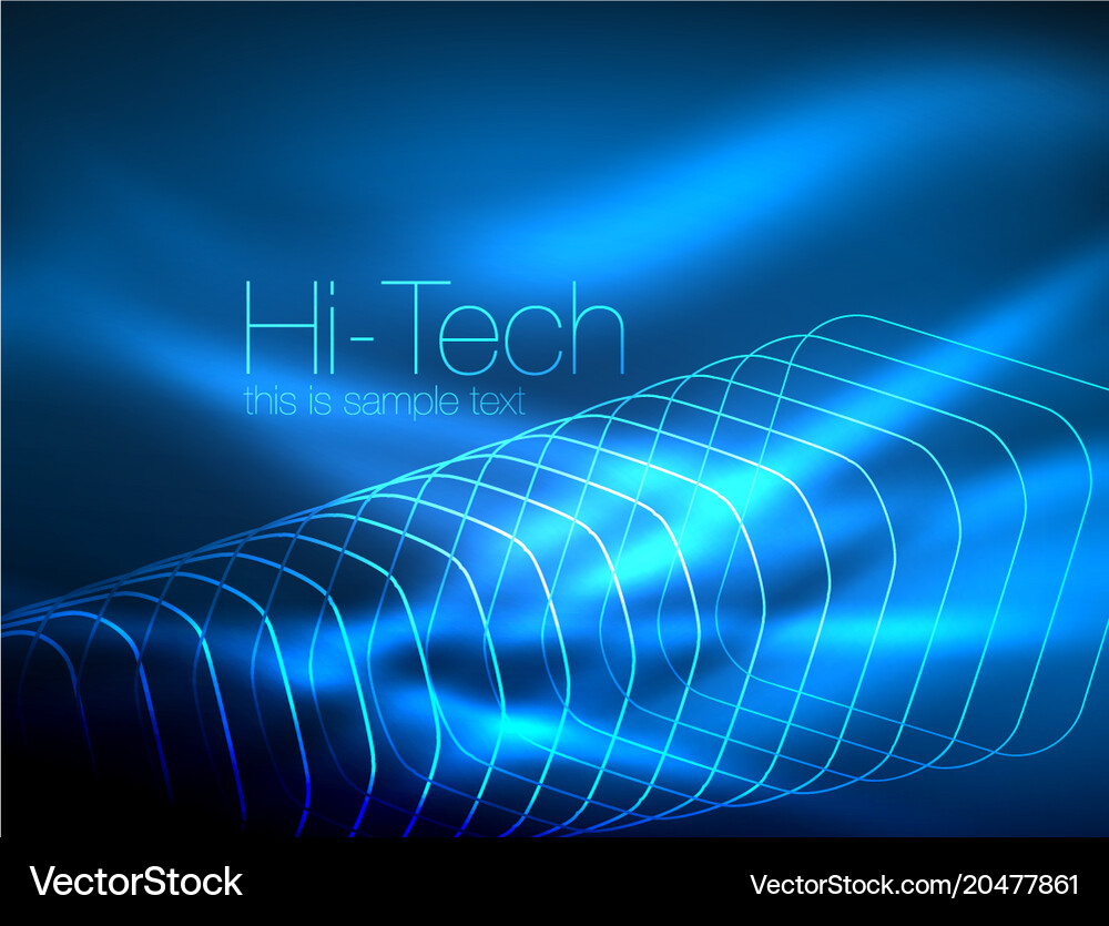 Neon glowing outline squares in dark Royalty Free Vector