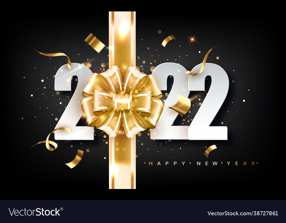 New years 2022 greeting card with date and ribbon Vector Image