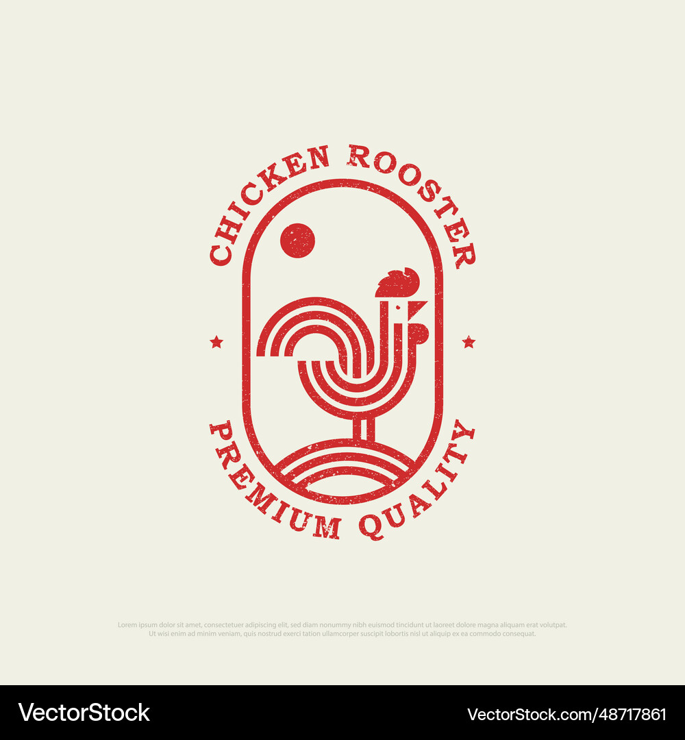Outline chicken rooster restaurant logo design Vector Image