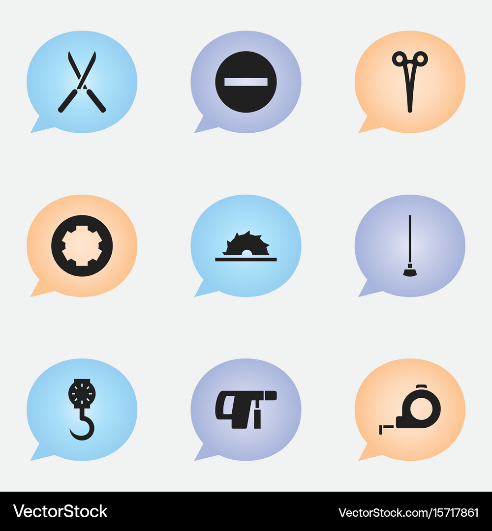 Set of 9 editable tools icons includes symbols Vector Image