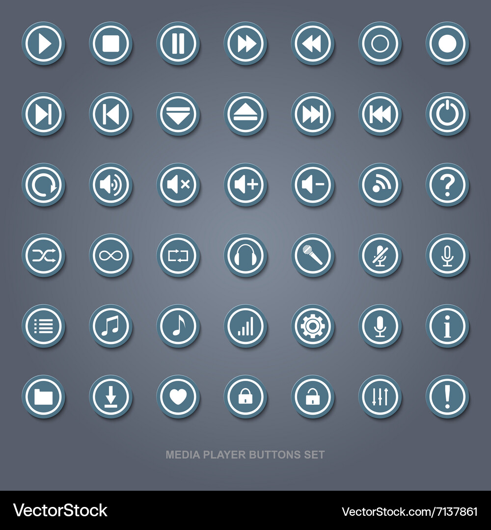 Set of flat media player buttons Royalty Free Vector Image