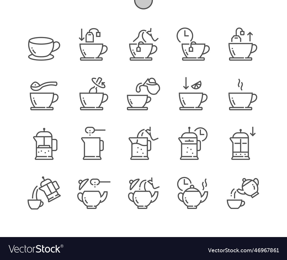 Tea making steps tutorial cup and mug Royalty Free Vector
