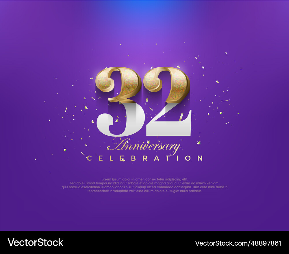 Unique classic number 32nd for an anniversary Vector Image