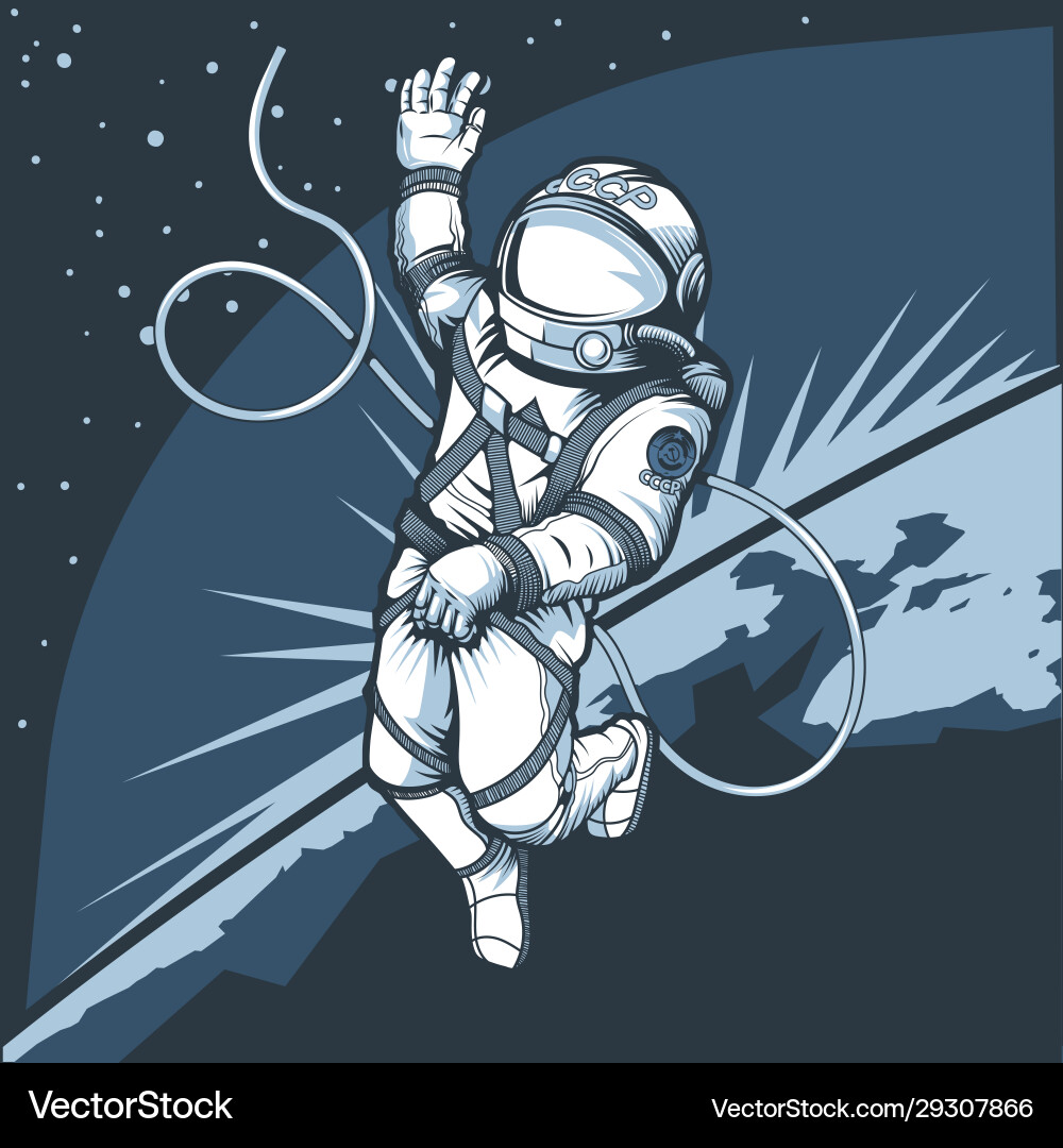 Astronaut in outer space against backdrop of Vector Image