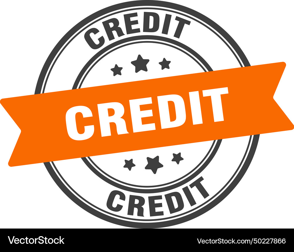 Credit stamp label on transparent Royalty Free Vector Image
