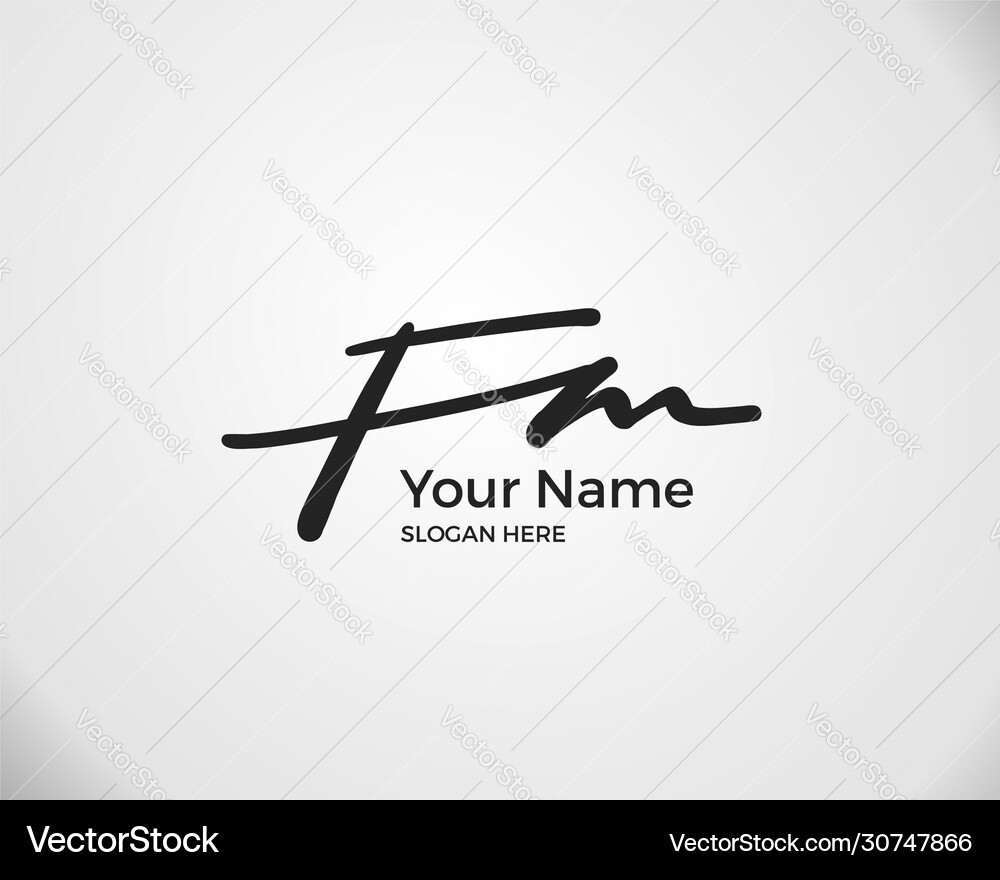 F m fm initial logo signature handwriting Vector Image