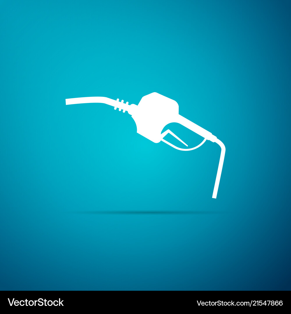 Gasoline pump nozzle sign on blue background Vector Image