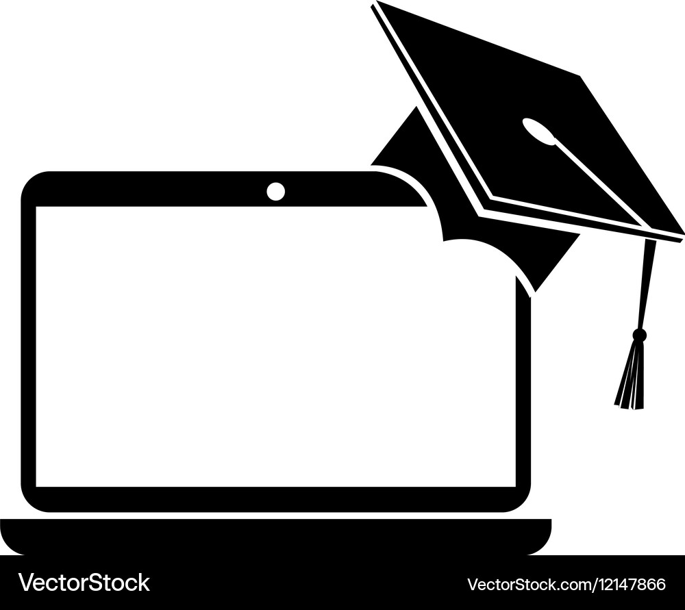 Hat graduation with laptop isolated icon Vector Image