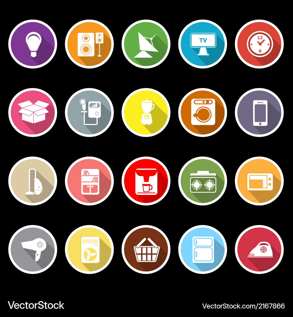 Home related icons with long shadow Royalty Free Vector