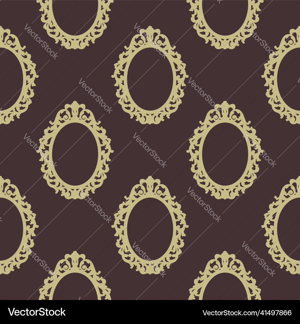 Pattern of oval lacy frames in vintage style Vector Image