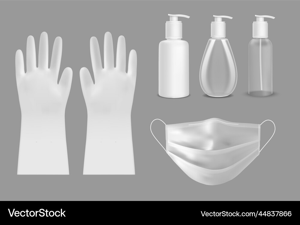 Protective medical face mask realistic hand Vector Image