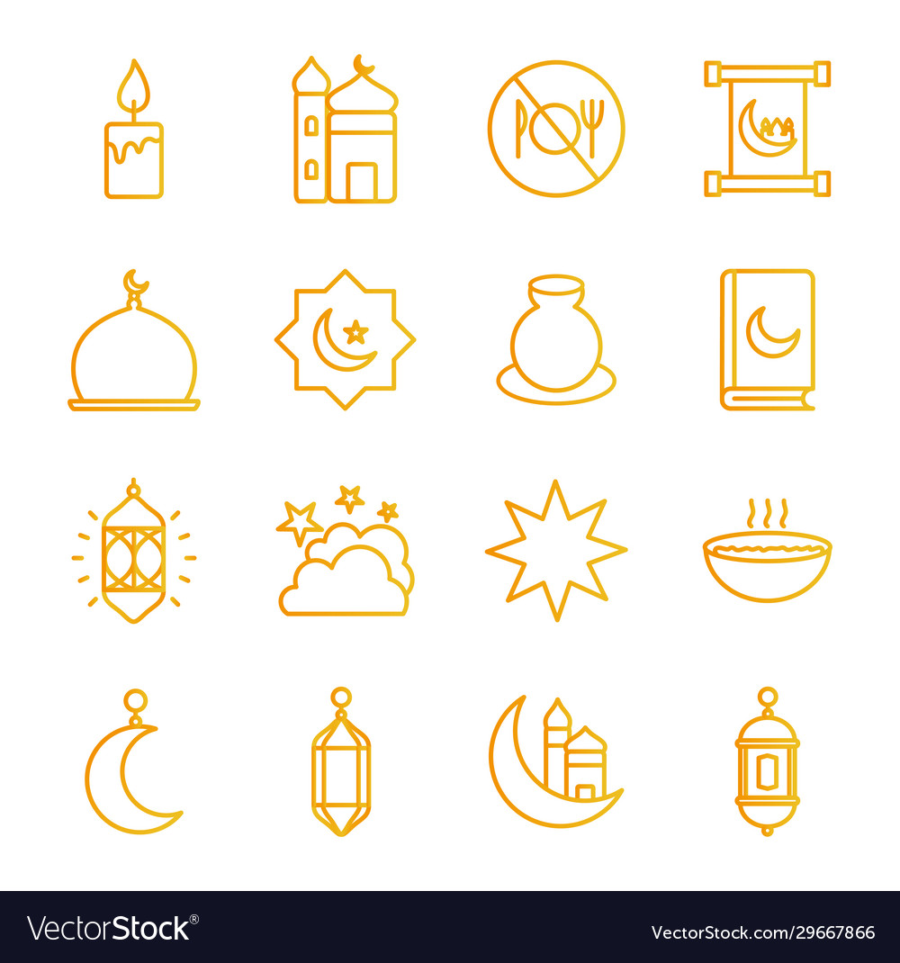 Ramadan gradient style icon set design Royalty Free Vector Ramadan gradient style icon set design Royalty Free Vector