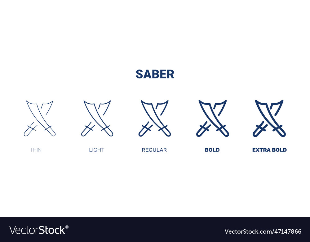Saber icon thin light regular bold black Vector Image