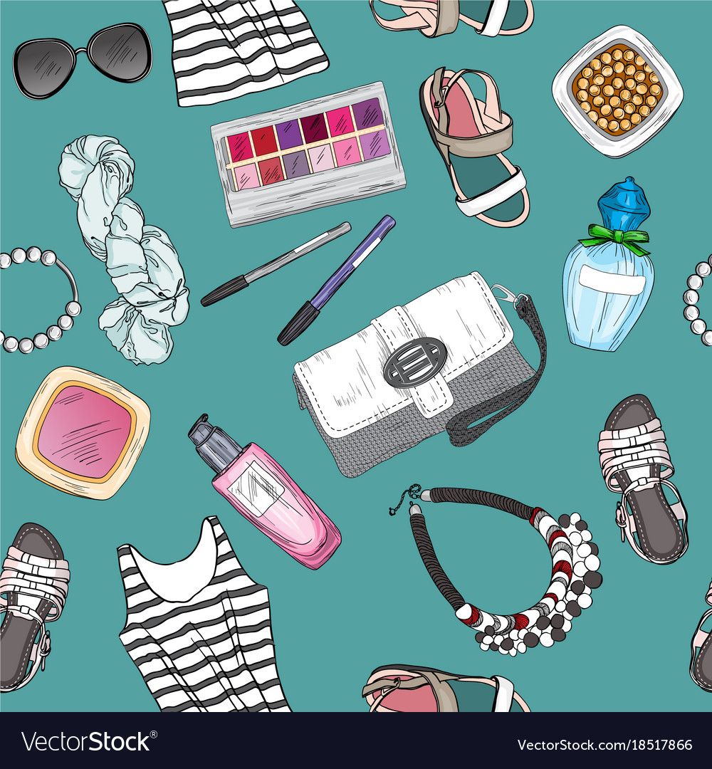 Seamless pattern with female fashion accessories Vector Image