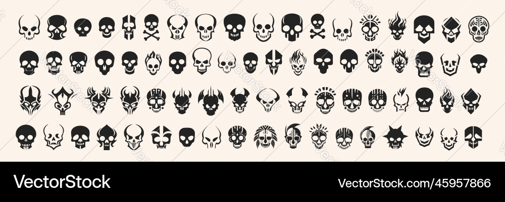 Skull human shapes set deaths head Royalty Free Vector Image