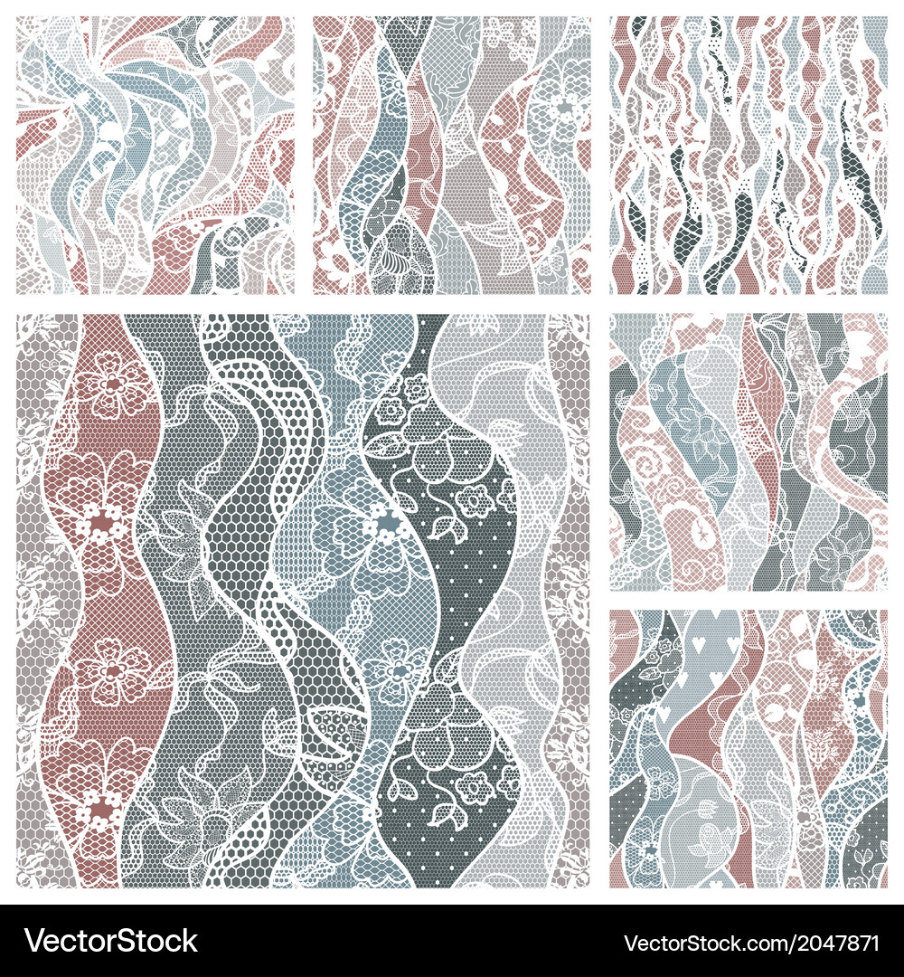Big set of lace fabric seamless patterns Vector Image