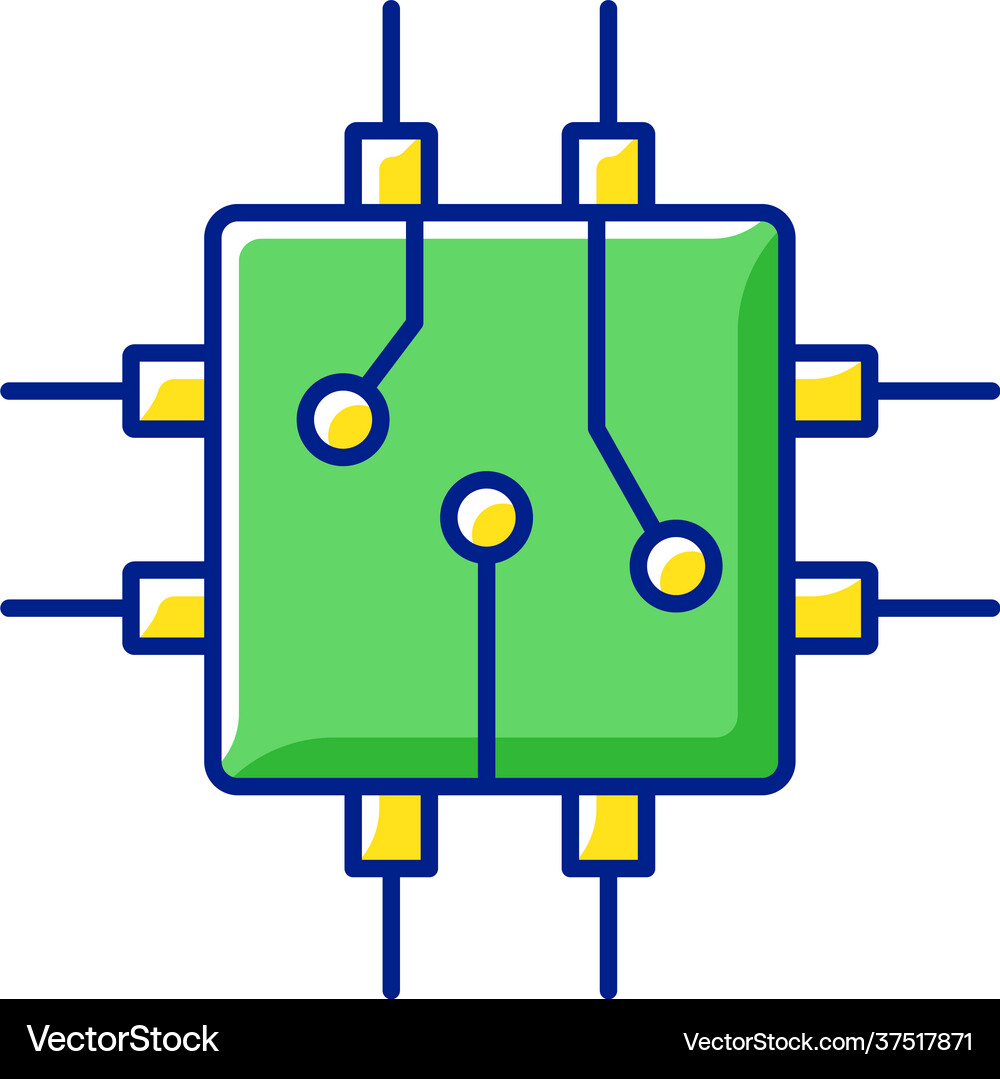 Circuit board design rgb color icon Royalty Free Vector