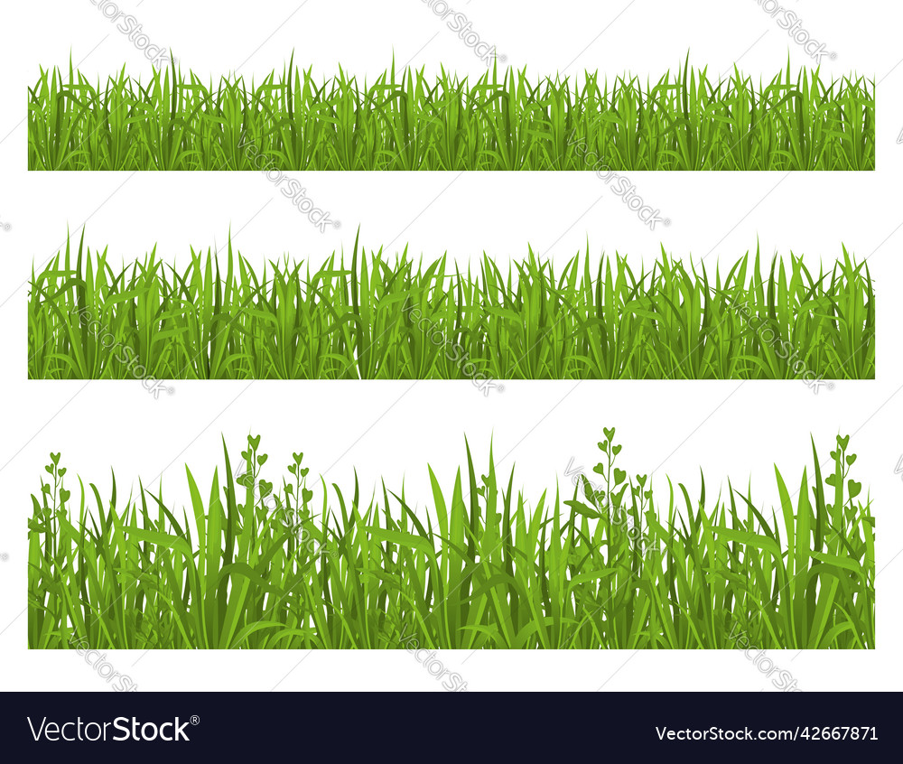 Grass rows seamless set Royalty Free Vector Image