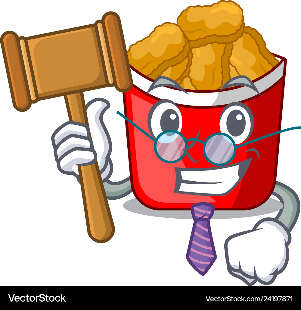 Judge chicken nuggets in a mascot bowl Royalty Free Vector