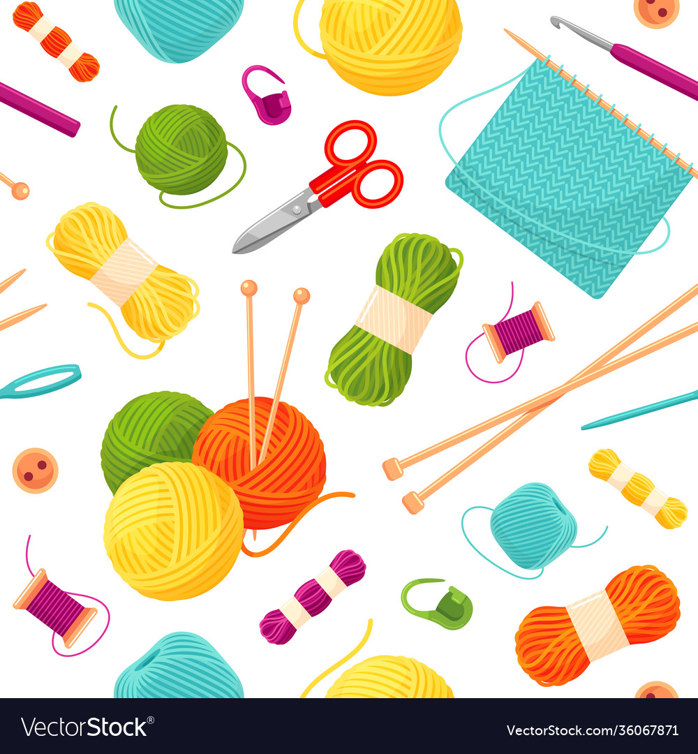 Knitting and needlework seamless pattern Vector Image