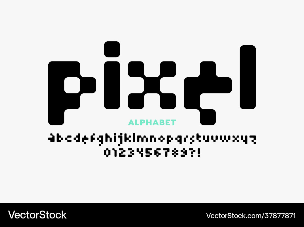 Pixel style font alphabet letters and numbers Vector Image