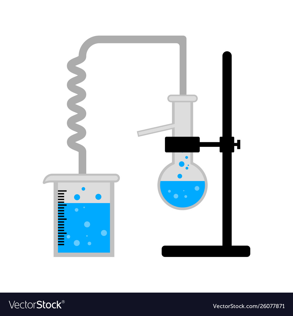 Science experiment with different flasks Vector Image