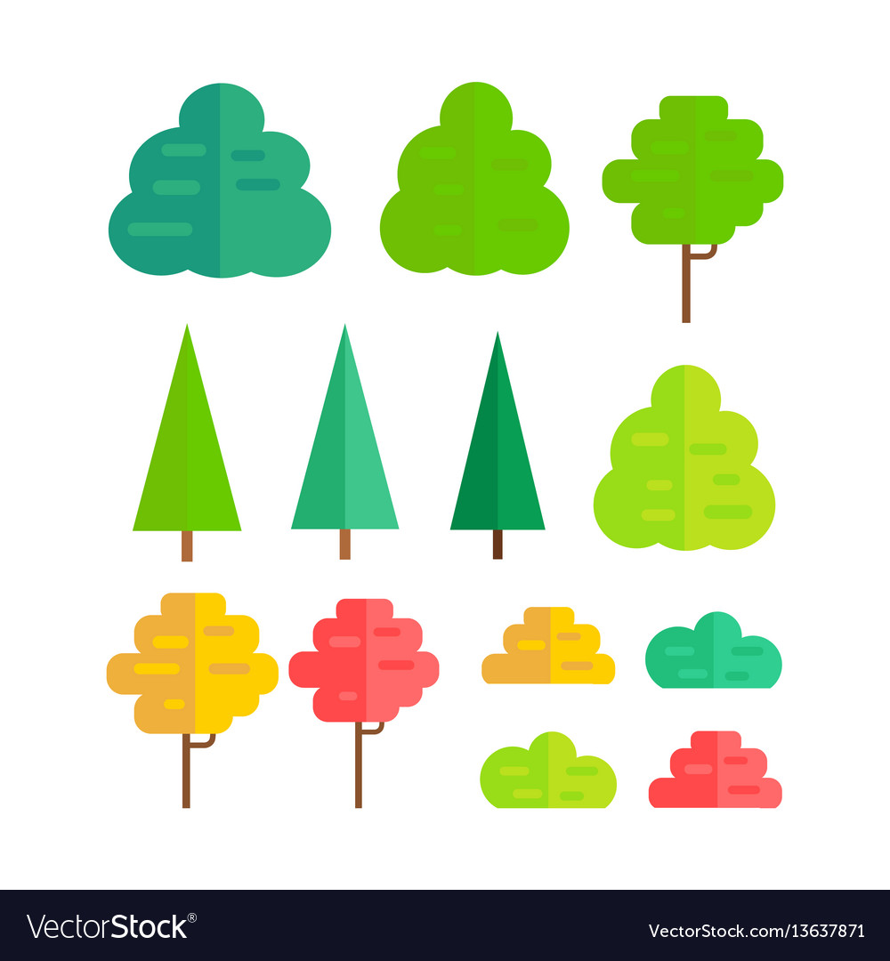 Set isolated trees Royalty Free Vector Image - VectorStock