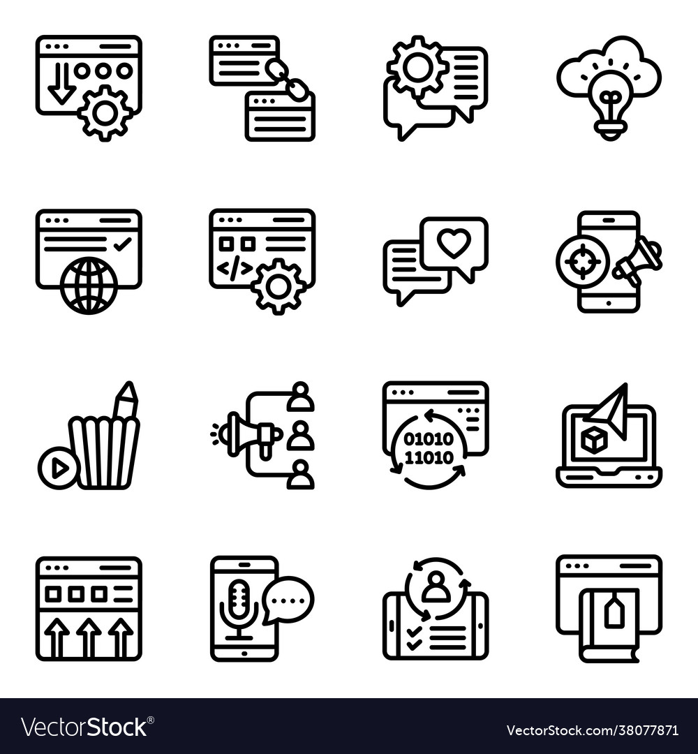 Set seo linear icons Royalty Free Vector Image