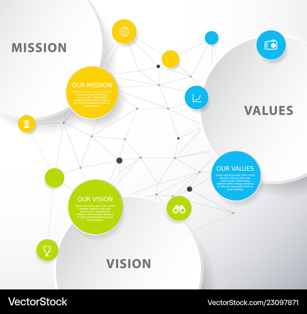 Template with colorful circles and mission vision Vector Image