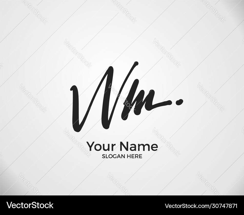 W m wm initial logo signature handwriting Vector Image
