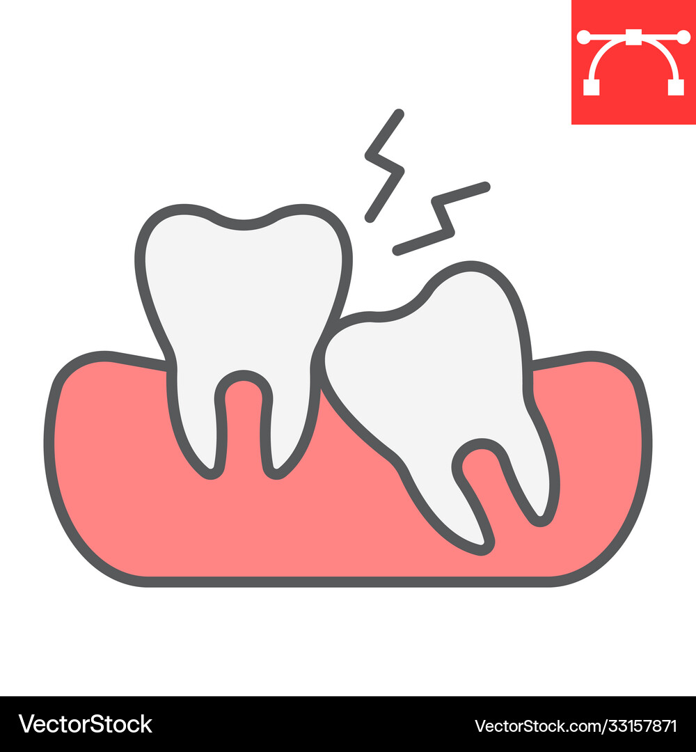 Wisdom teeth color line icon dental Royalty Free Vector