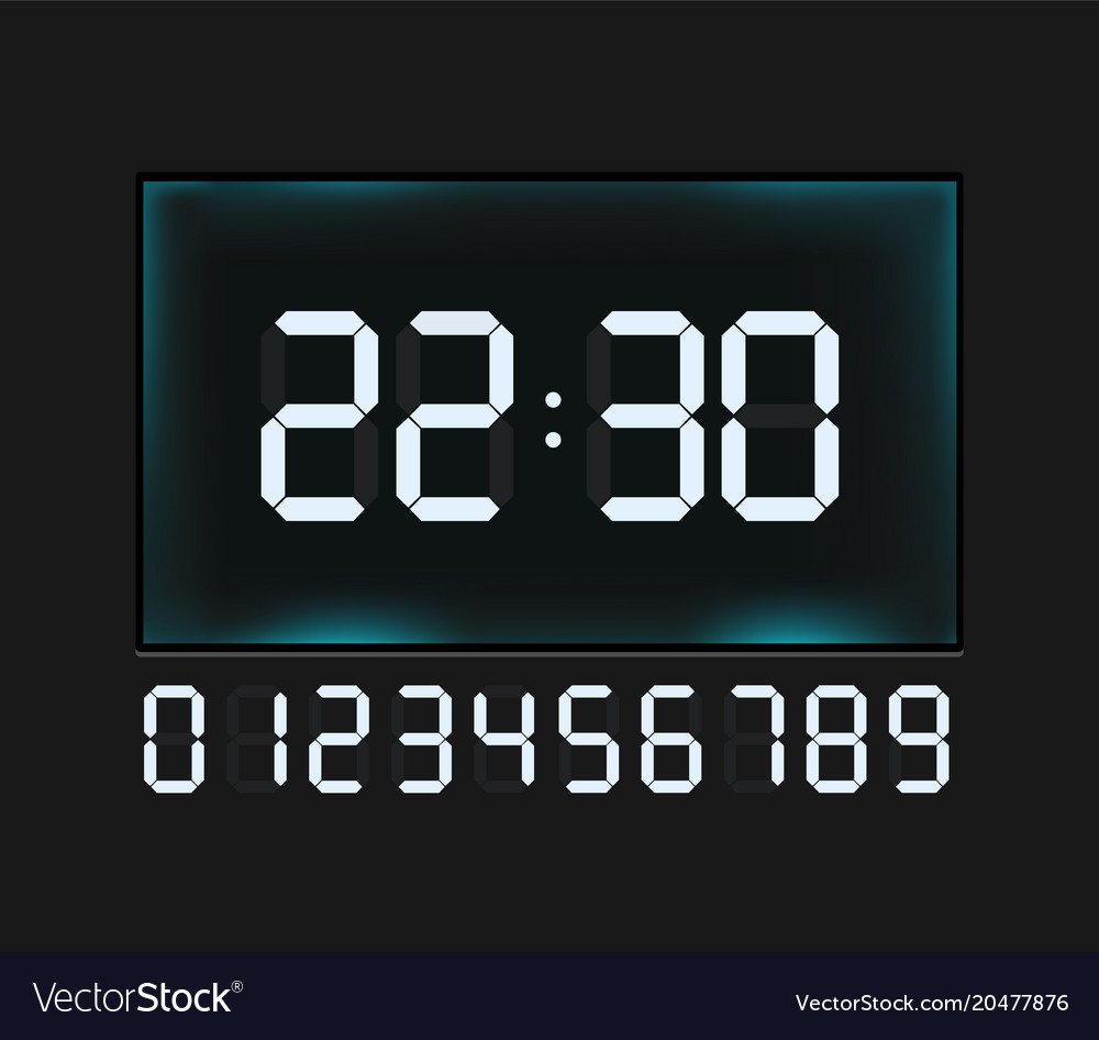 Blue glowing digital numbers - countdown Vector Image