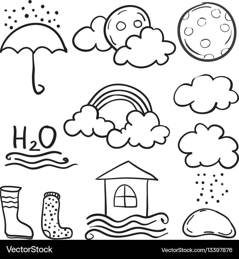 Doodle of weather with cloud various set Vector Image