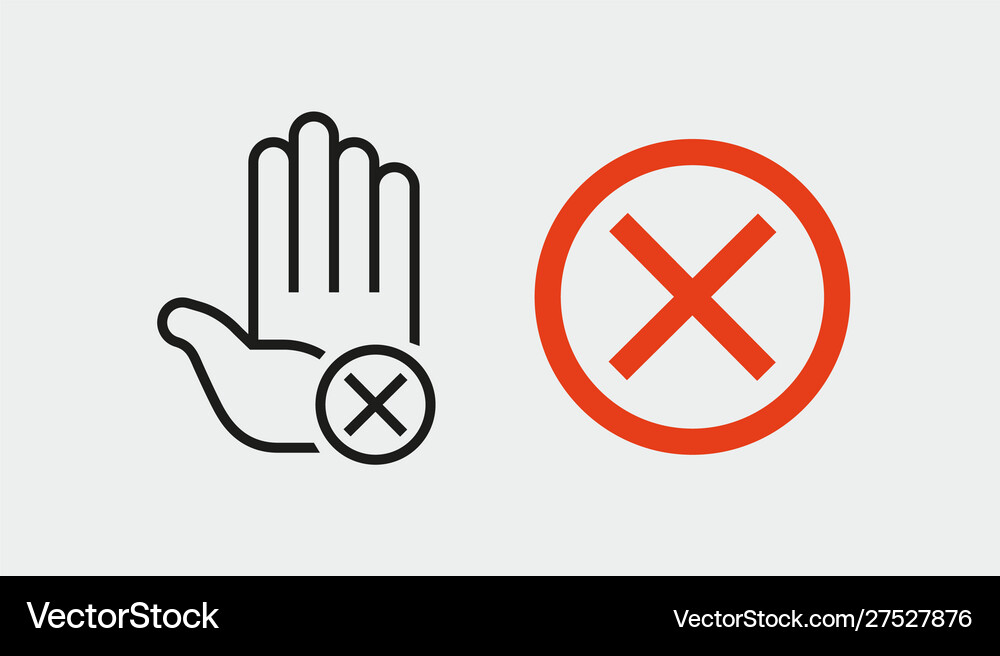 Hand stop sign icon set symbols Royalty Free Vector Image