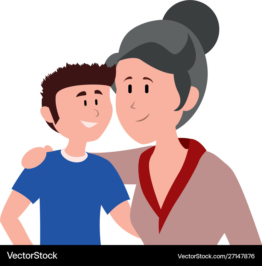 Mother with her son smiling avatar character Vector Image
