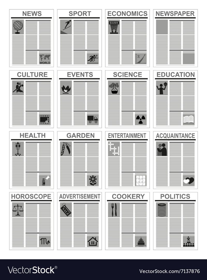 Newspaper And Its Sections Royalty Free Vector Image