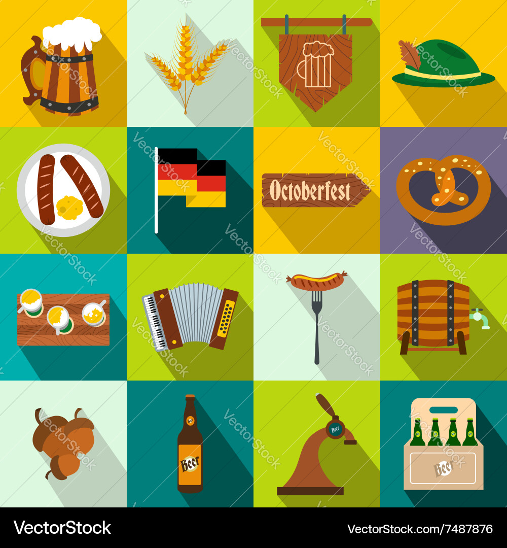 Oktoberfest party flat icons Royalty Free Vector Image