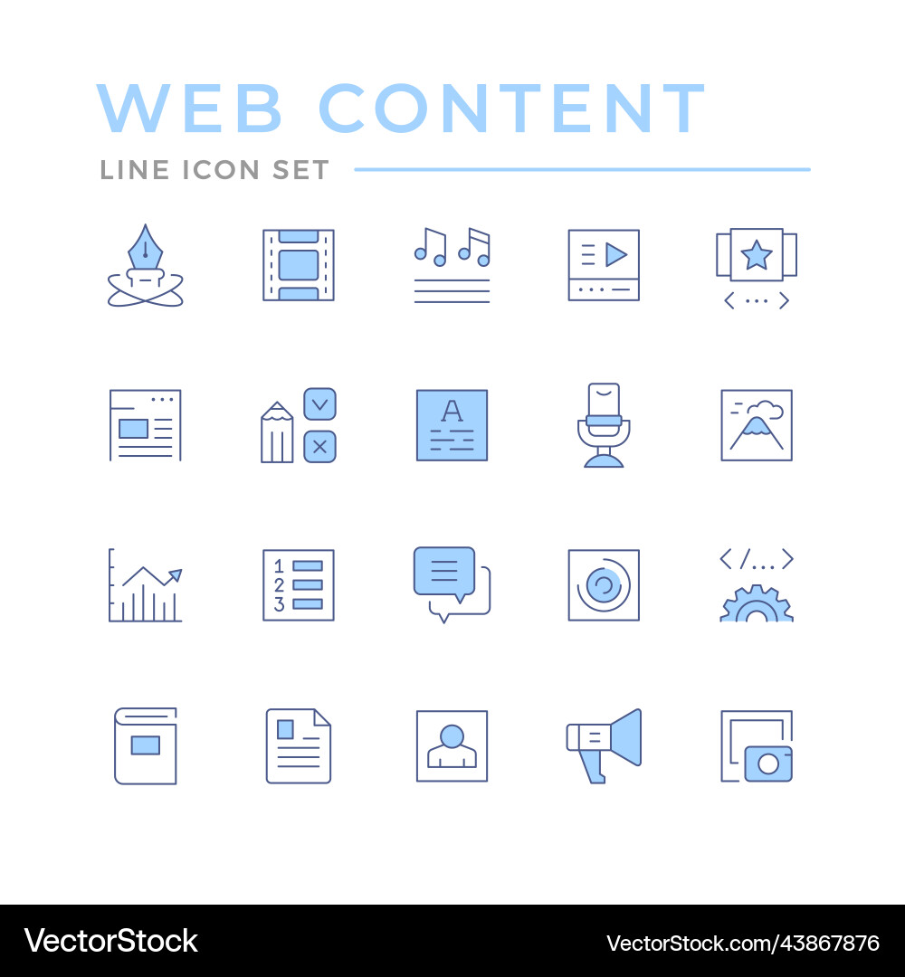 Set color line icons of web content Royalty Free Vector