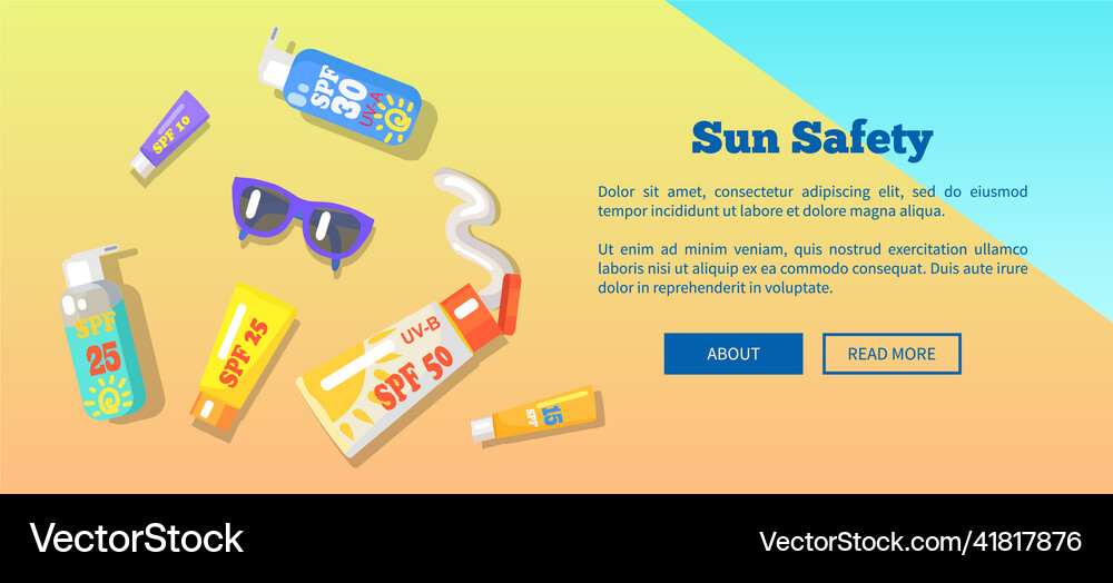 Sun safety banner with text depicting seaside Vector Image