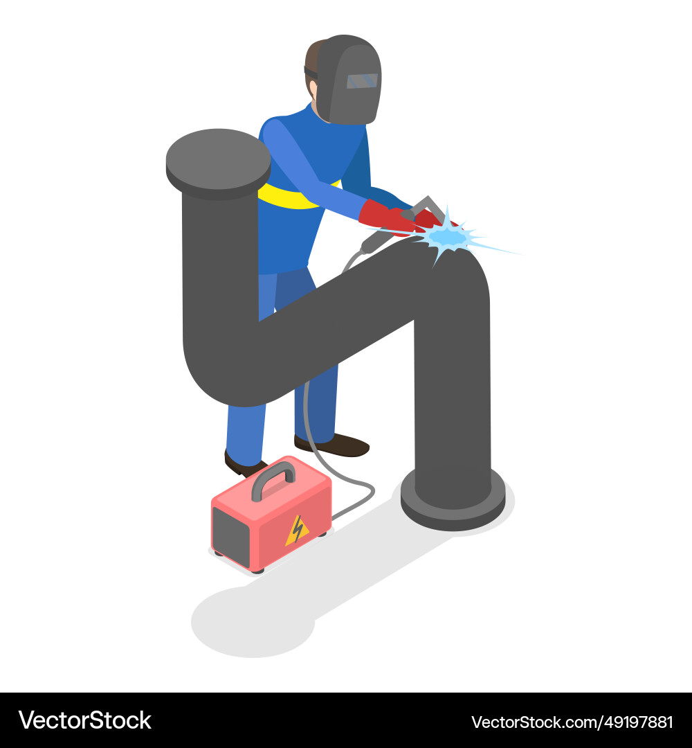 3d isometric flat set of welder workers Royalty Free Vector