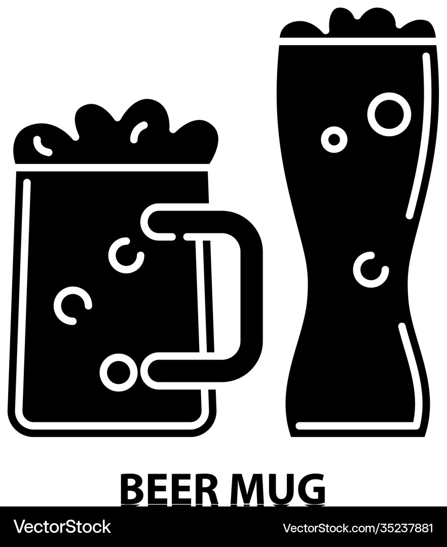 Beer mug icon black sign with editable Royalty Free Vector