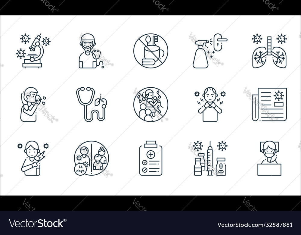 Coronavirus line icons linear set quality line Vector Image