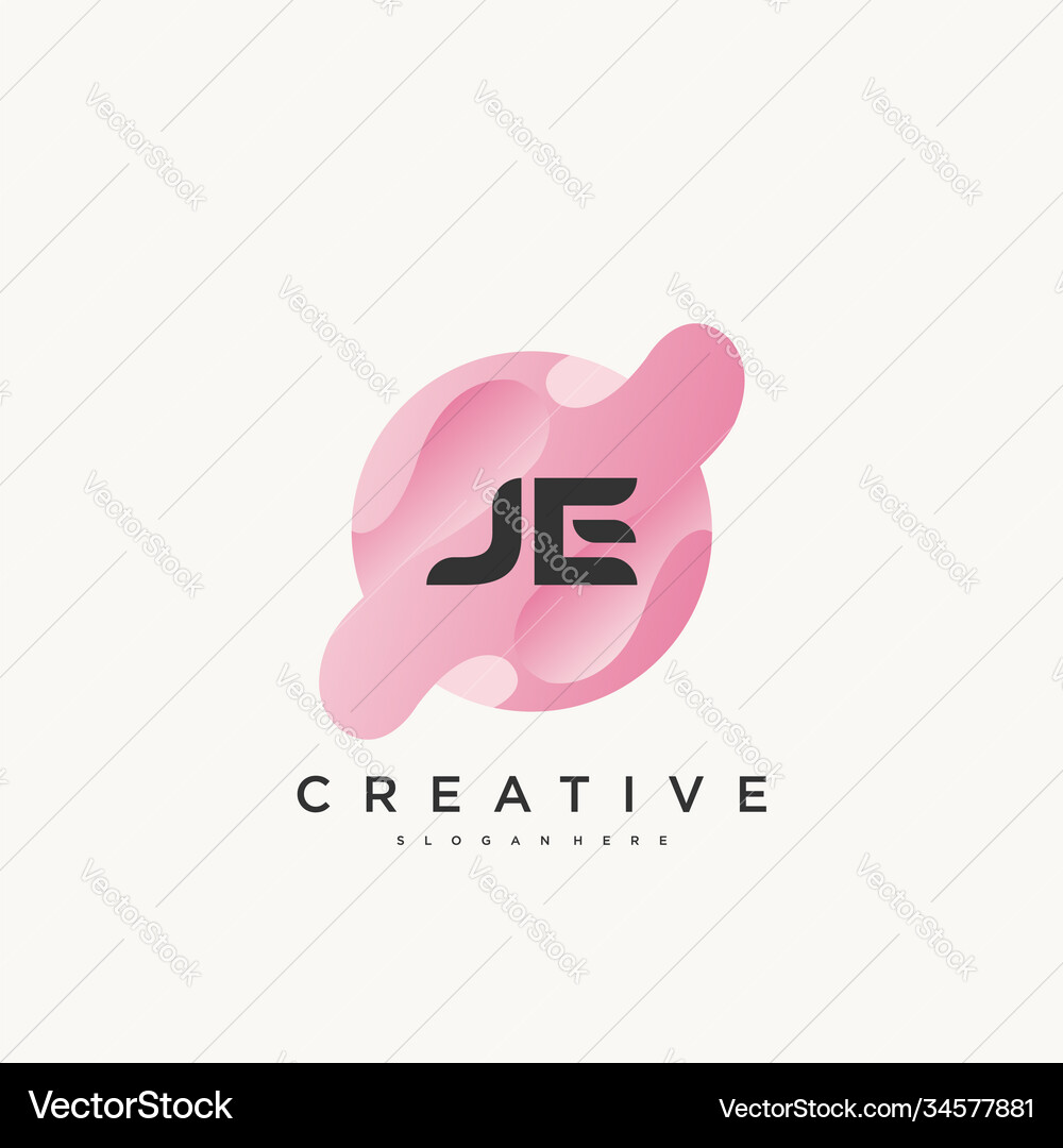 Je initial letter colorful logo icon design Vector Image