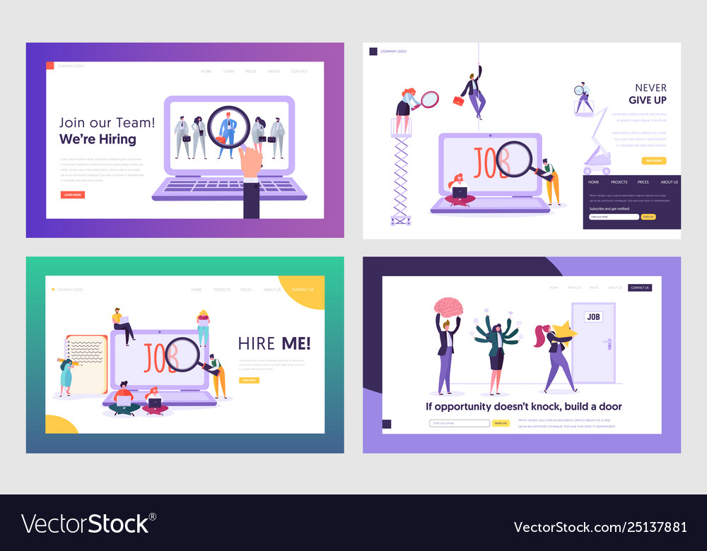 Job seekers searching work website landing page Vector Image