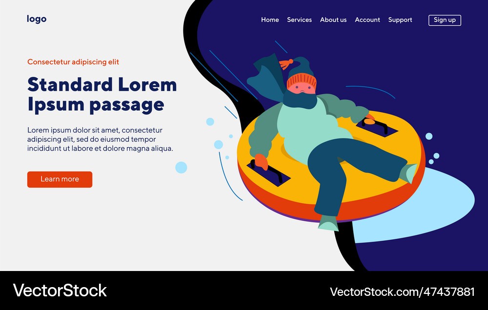 Kid sleighing on tubing sledge Royalty Free Vector Image