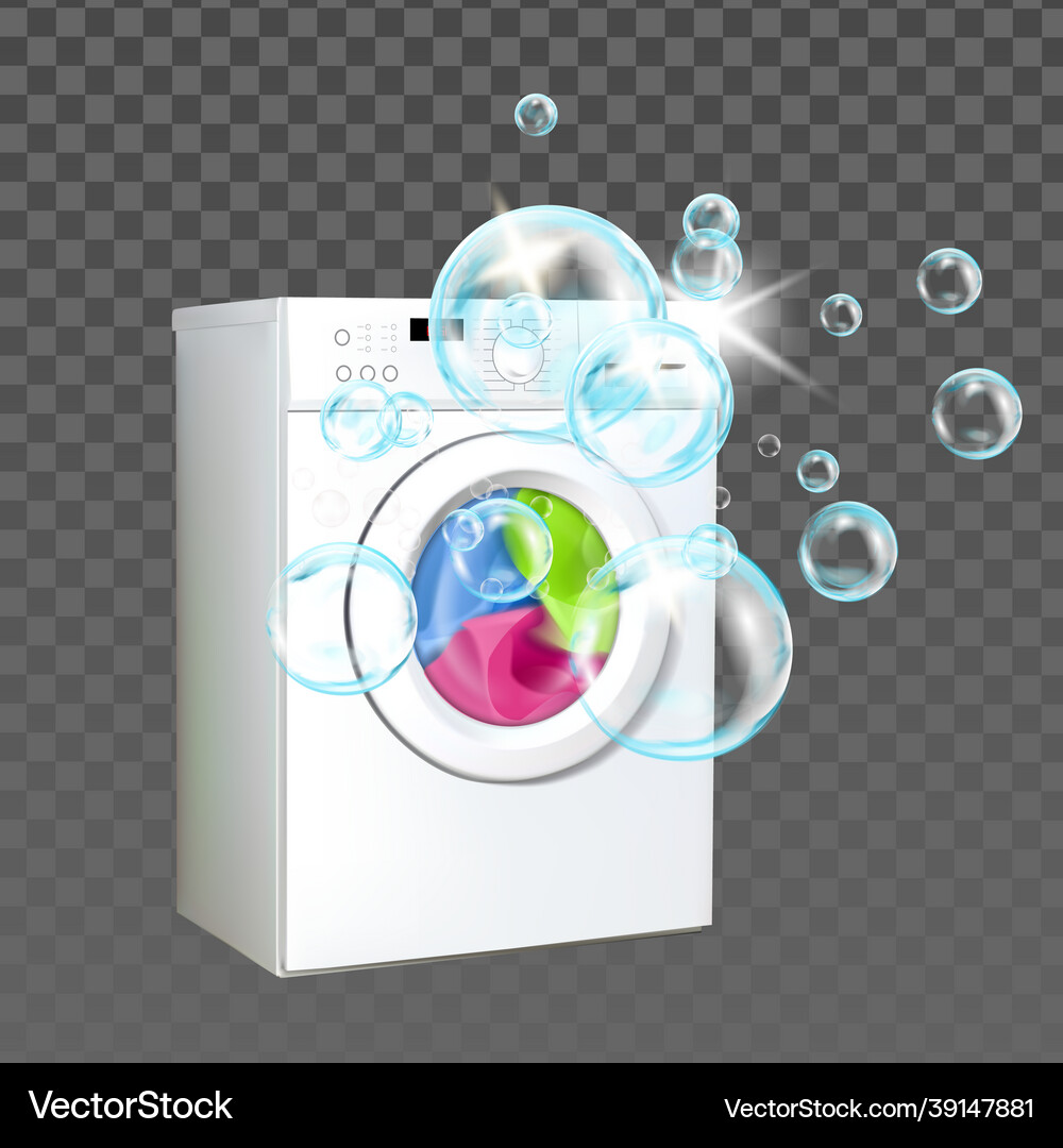 Laundry machine home equipment wash clothes Vector Image