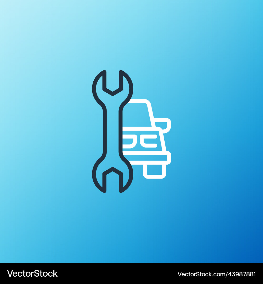Line car service icon isolated on blue background Vector Image