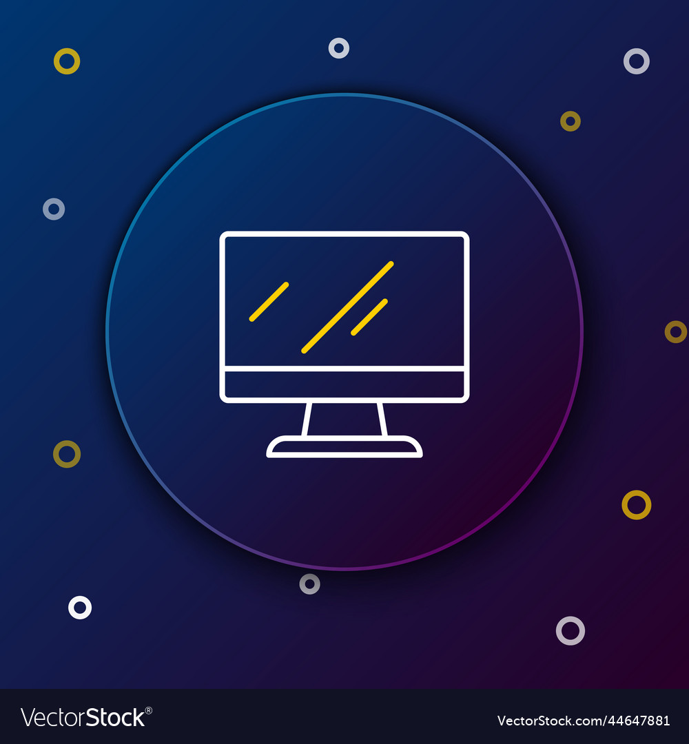 Line computer monitor screen icon isolated on blue