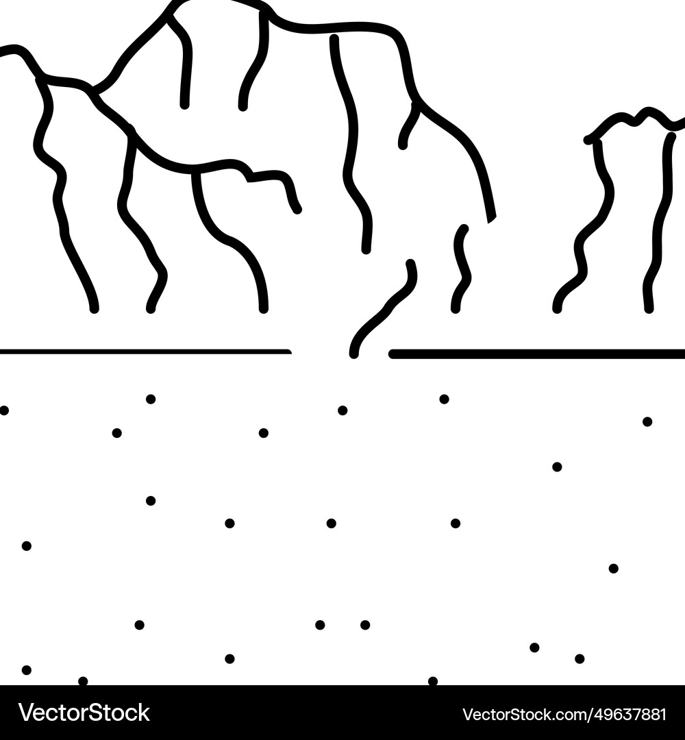 Martian mountains mars planet line icon Royalty Free Vector